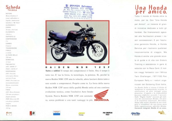 NSR 125 F Raiden – tipo JC22 – 125 Stradali